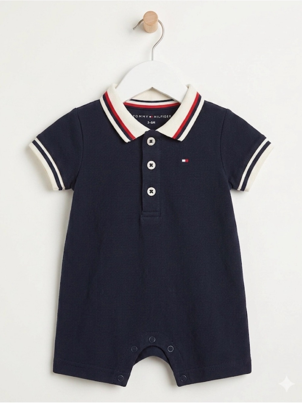 Tommy Hilfiger | One Pieces | Tommy Hilfiger Navy Knit Polo With Red ...